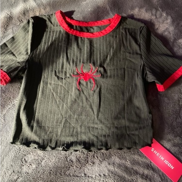 SHEIN | Tops | Shein Icon Dopamine Dressing Spider Embroidery Contrast ...